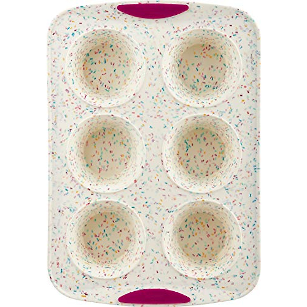 Trudeau Structure White Confetti Reinforced 6 Cup Jumbo Muffin Pan Silicone Bakeware