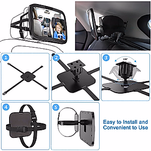 Upgrade Baby Car Mirror Larger and Clearer Rear View for Car Back Seat to See Baby 100% Shatterproof