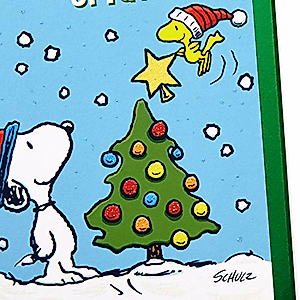 Hallmark Peanuts Christmas Cards Assortment, Snoopy and Woodstock (6 Cards with Envelopes, 2 Designs)