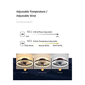 AAXYZX 50CM Modern LED Ceiling Fan Lights European-Style Simple Invisible Bedroom Dining Room Living Room Fan Lamps 3 Color Changeable,Luxury Lamp