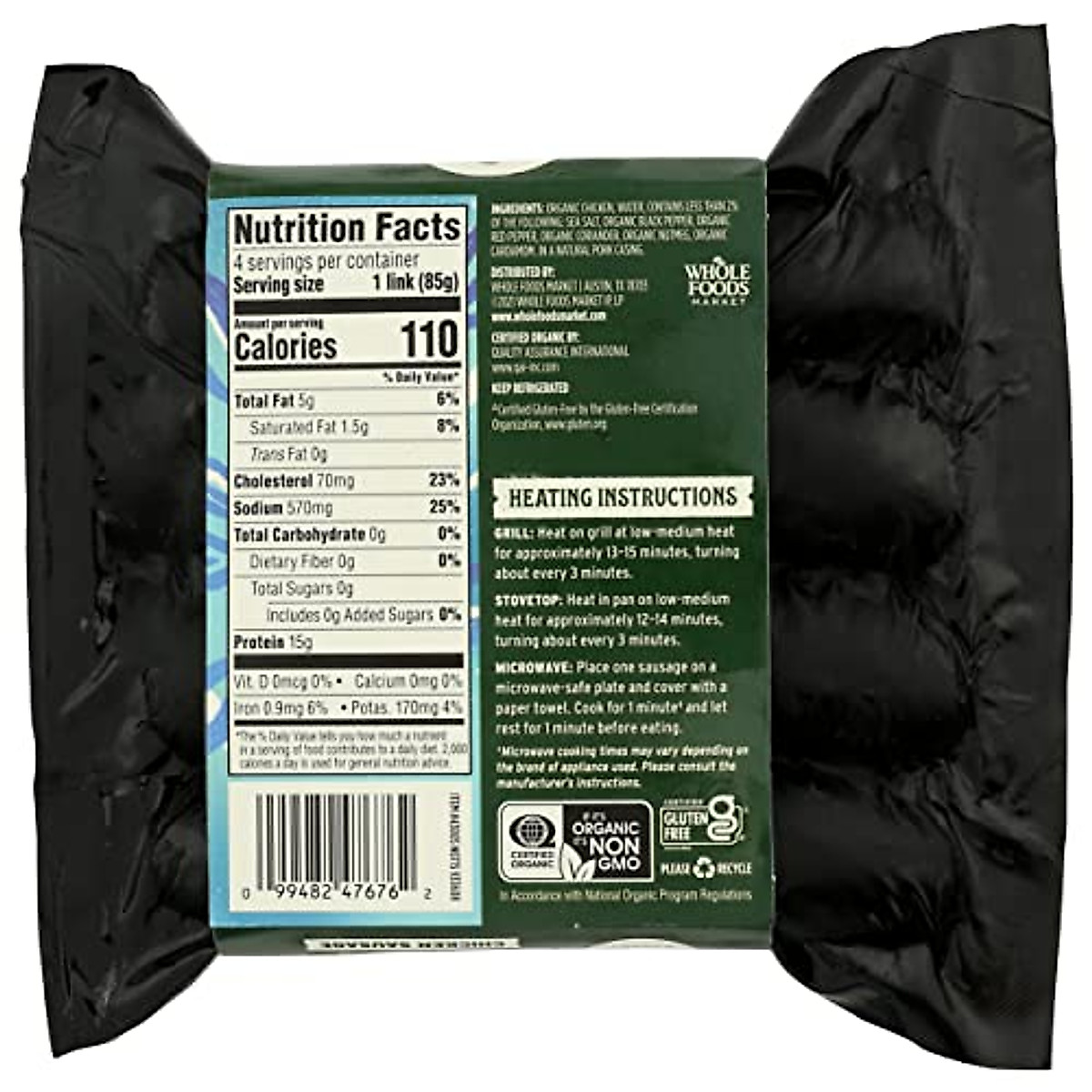 365 By Whole Foods Market, Chicken Sausage Bratwurst Organic Step 3, 12 Ounce