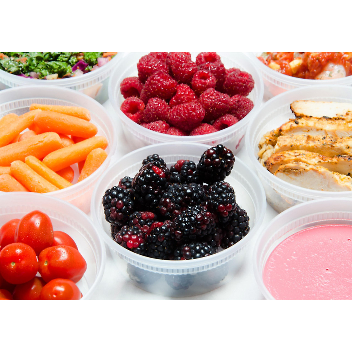 Green Direct Deli Containers With Lids Food Storage Containers 8 oz. Pack of 24, Disposable Clear Round Leakproof Plastic Containers For Lunch