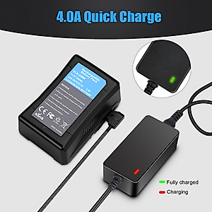 KUNLUN D-Tap Quick Charger[DC 16.8V/4A] with D Tap Cable for V-Mount/V Lock/Gold Mount Battery Charger, for Sony BP-U65 BP-U68 HDW-800P HDW-F900R PDW-680 PDW-850 DSR-650P PMW-F5