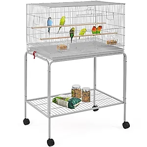 Yaheetech 47'' Height Metal Flight Bird Cage Parrot cage for Parakeets Conures Budgies Lovebirds with Rolling Stand