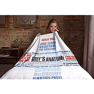 Grey's Anatomy Blanket Quote Cross Super Soft Fleece Plush Throw Blanket 46" x 60" White / One-Size
