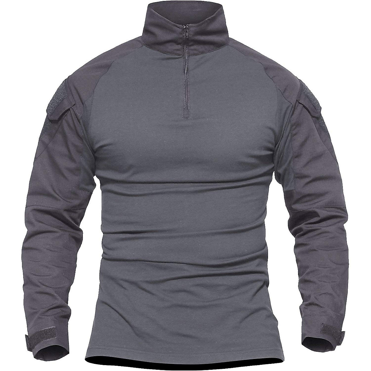LiliChan Tactical Shirts for Men Long Sleeve Military Shirt Outdoor Shirt Tactical Combat Shirt with ZipperGrey, US L(fit chest:38"-41")