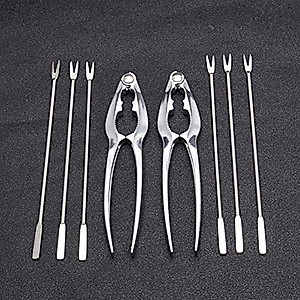Household Tools Stainless Steel Set 8pcs Lobster Crackers and Picks Set Walnut Opener Crab Leg Tools Stainless Steel Seafood Crackers Forks Nut Set Zinc Alloy Household Tool Set