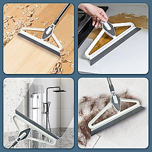 Kickleen 2 Pack Silicone Broom-Magic Broom for Sweeping Hair Water Spill Dust Scraping， Household Window Bathroom Floor Wipers