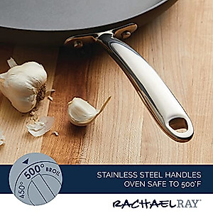Rachael Ray 80089 Professional Hard Anodized Nonstick Frying/Fry Pan/Skillet with Helper Handle, 14 Inch - Gray