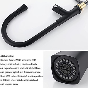 Touchless Kitchen Faucet Matte Black Intelligent Induction Kitchen Sink Faucet with Pull Down Sprayer, Brass Swivel Pull Out Kitchen Mixer Tap Single Handle 2 Spray Modes