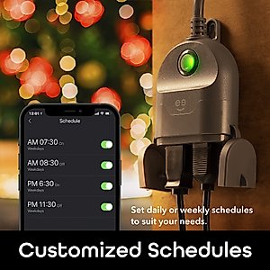 Geeni Outdoor Duo Wi-Fi Smart Plug, Weatherproof, No Hub Required, Wireless Remote Control and Timer - Smart Outlet Compatible with Alexa, The Google Home, 1 Dual Socket (2 Outlets)