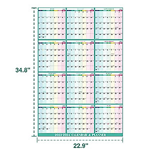 2023-2024 Yearly Wall Calendar - Yearly Wall Calendar 2023-2024, 2023-2024 Dry Erase Calendar with Julian Date, Jul. 2023 - Jun. 2024, Thick Paper, Vertical/Horizontal, Reversible, 34.8" x 22.9