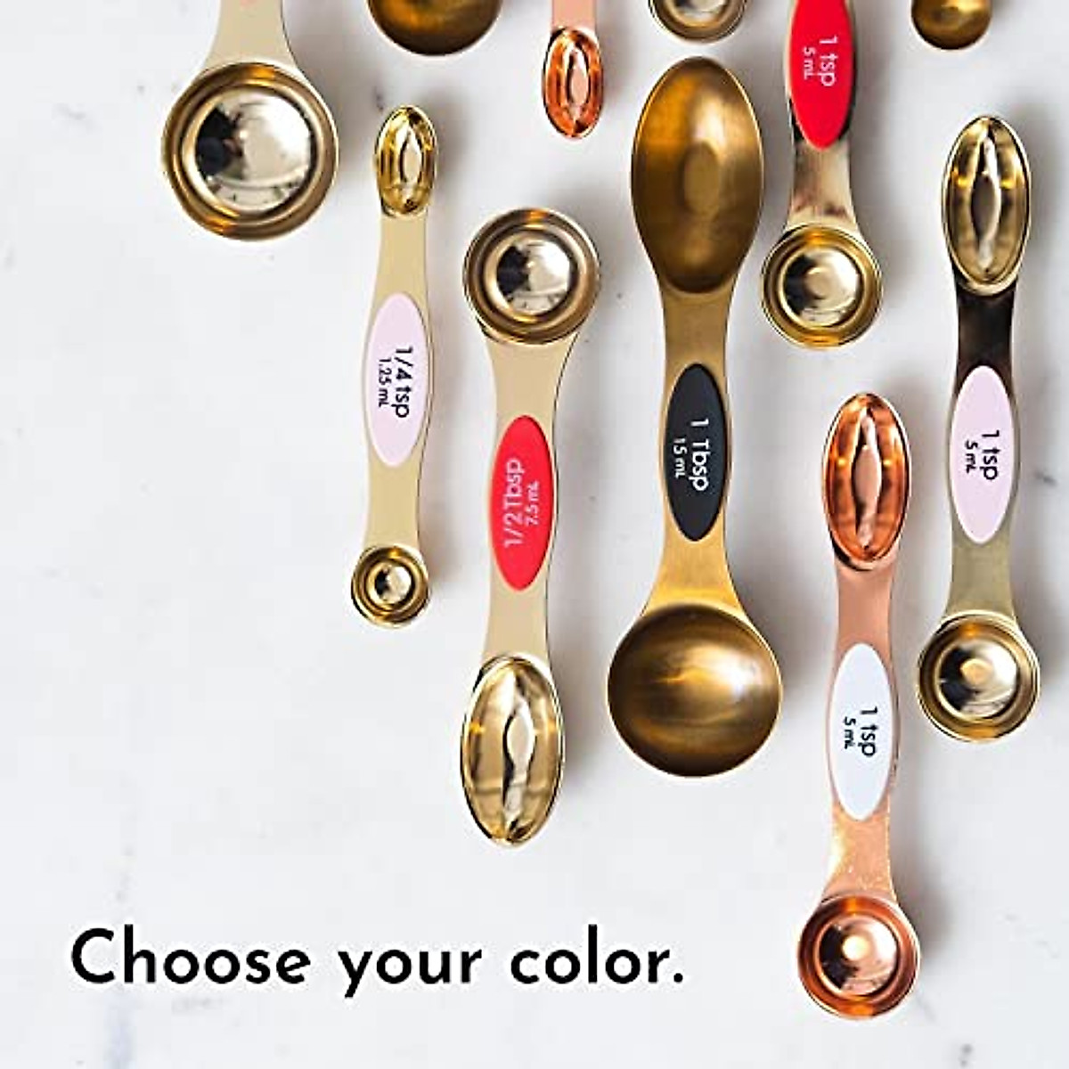 Magnetic Measuring Spoons Set - Stainless Steel Measuring Spoons - Magnetic Measuring Spoon Set, Gold Measuring Spoons Magnetic, Cute Measuring Spoons for Cooking & Baking