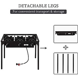 Outdoor Stove Portable Propane Burner Gas Cooker - Camp Stoves 3 Burner Propane Stove for Camping Cooking, High Pressure Iron Cast Patio Three Burner with Detachable Legs, 225000 BTU