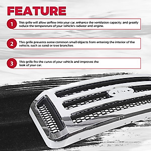 JMTAAT Front Grille Assembly Compatible with Ford 2005-2007 SuperDuty F250 F350 F450 F-250 F-350 F-450 Chrome With Gray Honey Comb Replacement for FO1200456 5C3Z8200BAA (Without Emblem)