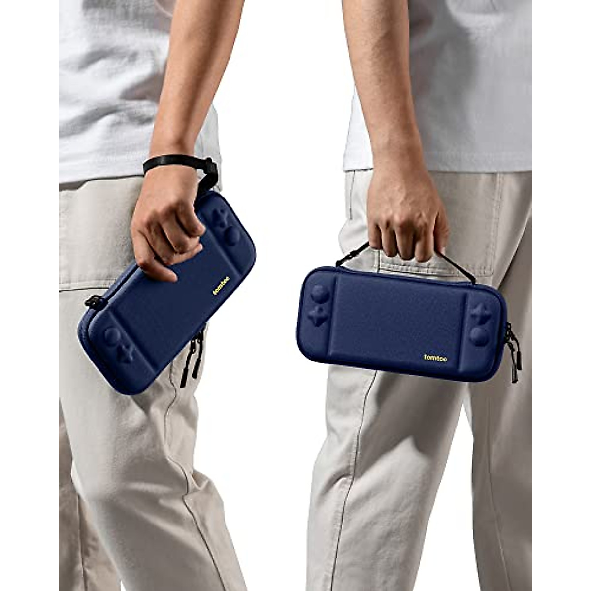 tomtoc Slim Carrying Case for Nintendo Switch / OLED Model, Protective Switch Sleeve with 10 Game Cartridges, Hard Portable Travel Case, with Original Patent and Military Grade Protection, Ink Blue