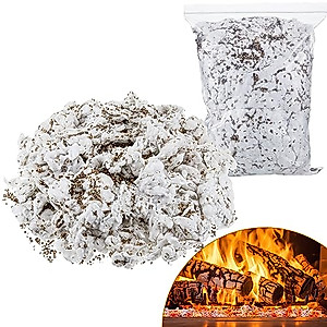 Frienda 12 oz Glowing Embers Rock Wool Mixed with Vermiculite Crackling Ash for Gas Fireplace Realistic Fake Coals for Indoor Vented Gas Fireplace Gas Log Sets Insert Fire Pit Stoves