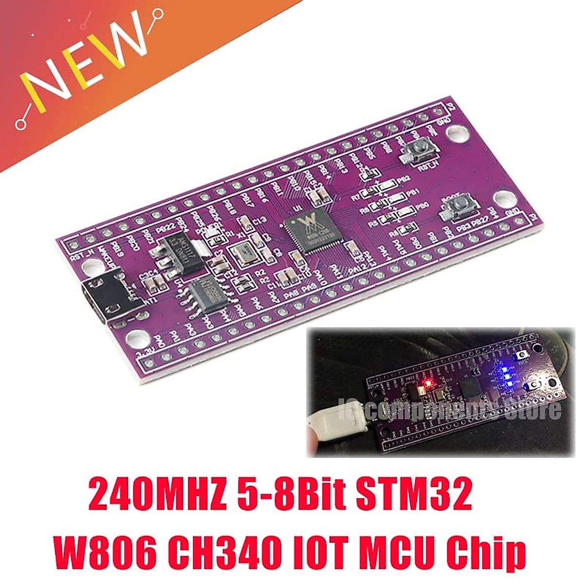 SBUOL W806 Microcontroller 240MHZ 5-8Bit STM32 Development Board CH340 IoT MCU Chip CDK Development Environment Low Power IOT (Color: W806 chip)