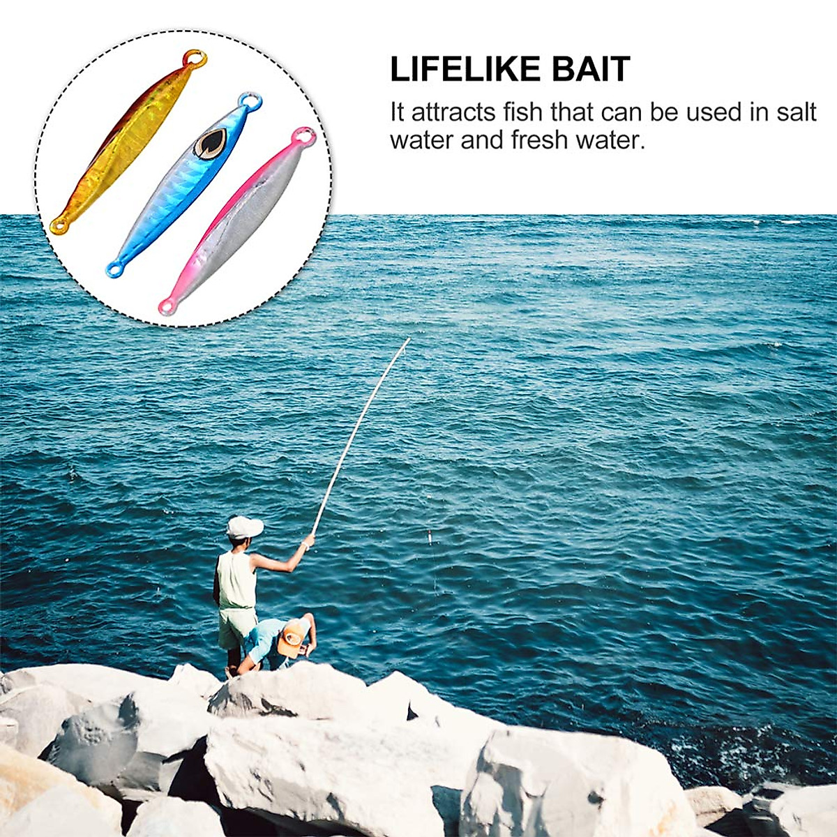 BESPORTBLE 12 pcs Metal Bait Hard Fish baits Hard Lures kit Hard Fishing Lures Fishing Kits Swim Fishing Fish Hook Bait Iron Lures swimbait Saltwater Lures Fishing Tools Iron Plate Fake Bait