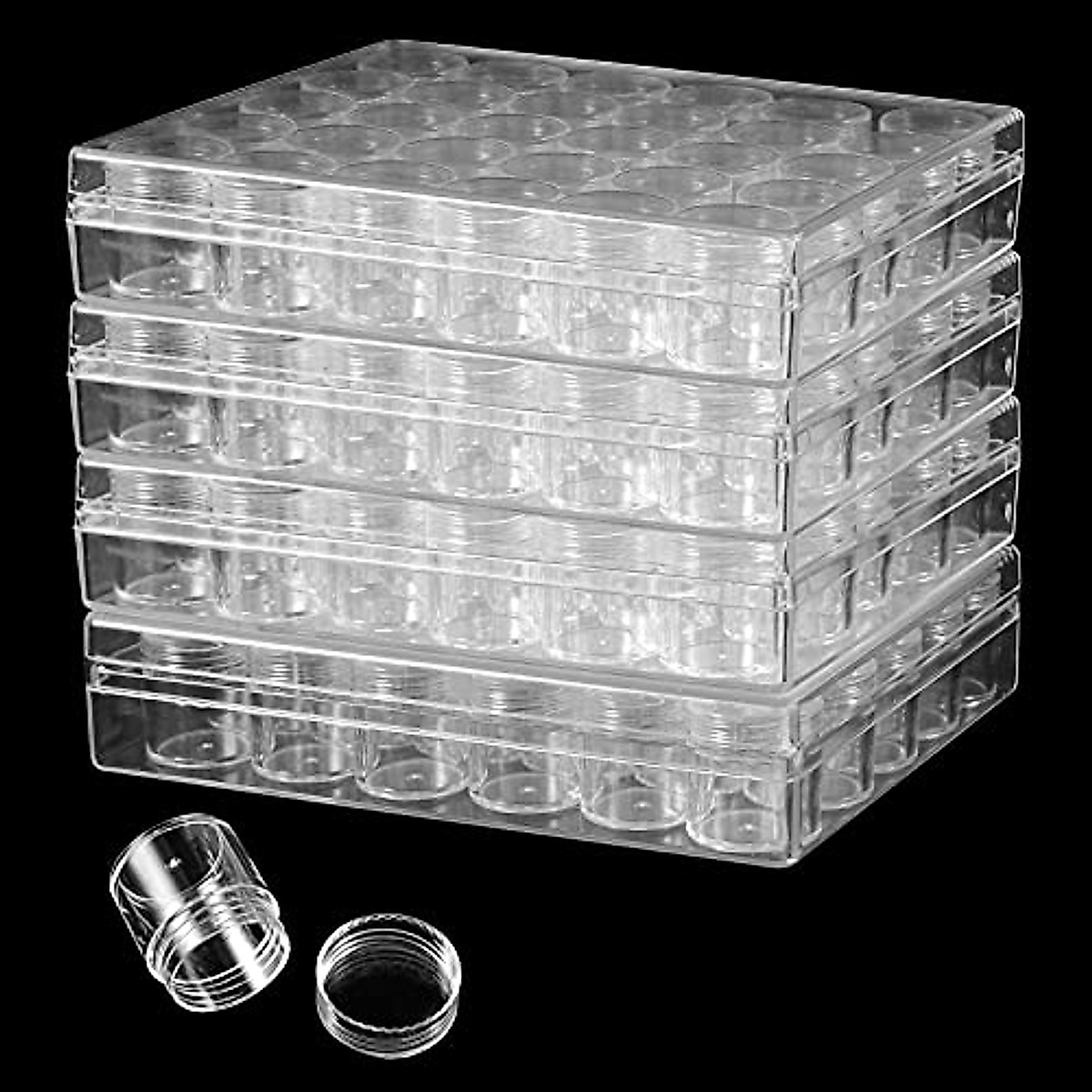 HAKZEON 4 Pack 30 Grids Diamond Painting Storage Box with Lids, Clear Embroidery Diamond Beads Storage Containers , for Jewelry Nail Art Accessories DIY Craft