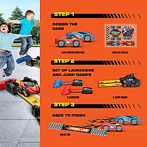 Car Rocket Launcher Toy for Kids Ages 3, 4, 5, 6 + Year Old Boys Toys - 2 Race Cars, Stomp Launch Pads Boy Gift Outdoor Birthday Gifts & Girls Age 3+ (2 Pack)