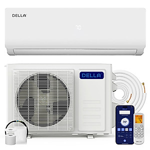 DELLA Versa Series 12000 BTU Mini Split Air Conditioner Work with Alexa 19 SEER2 Cools Up to 550 Sq.Ft Energy Efficient Ductless Inverter System, Heat Pump Pre-Charged and 16.4ft Installation Kits