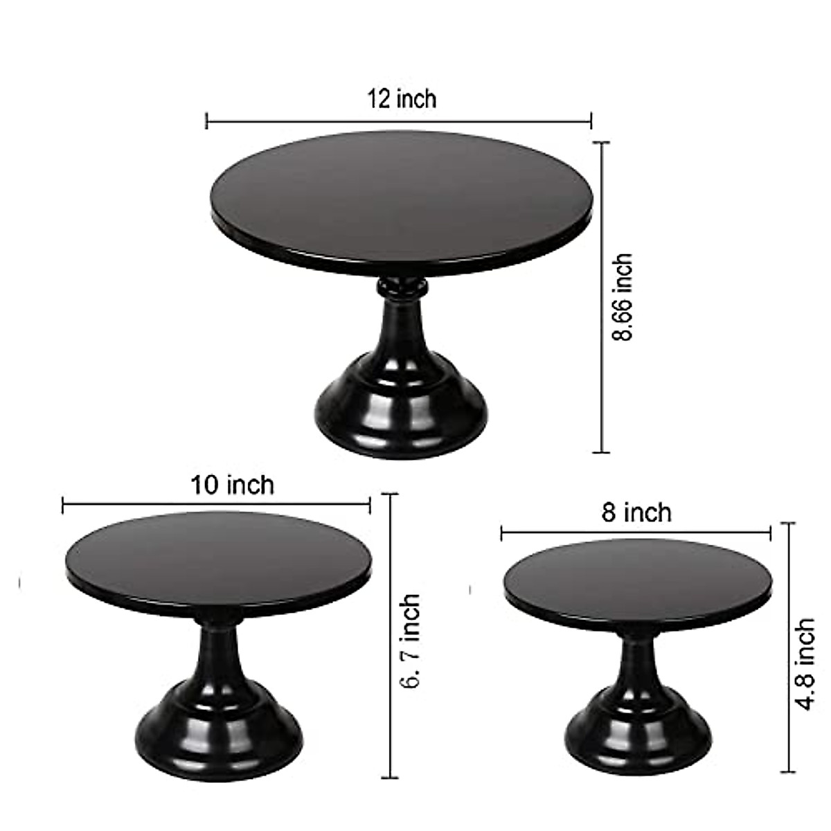 3 Pieces Cake Stand Set Black Metal Cupcake Holder Dessert Display Plate Decor Serving Platter for Baby Shower Wedding Birthday Parties Celebration
