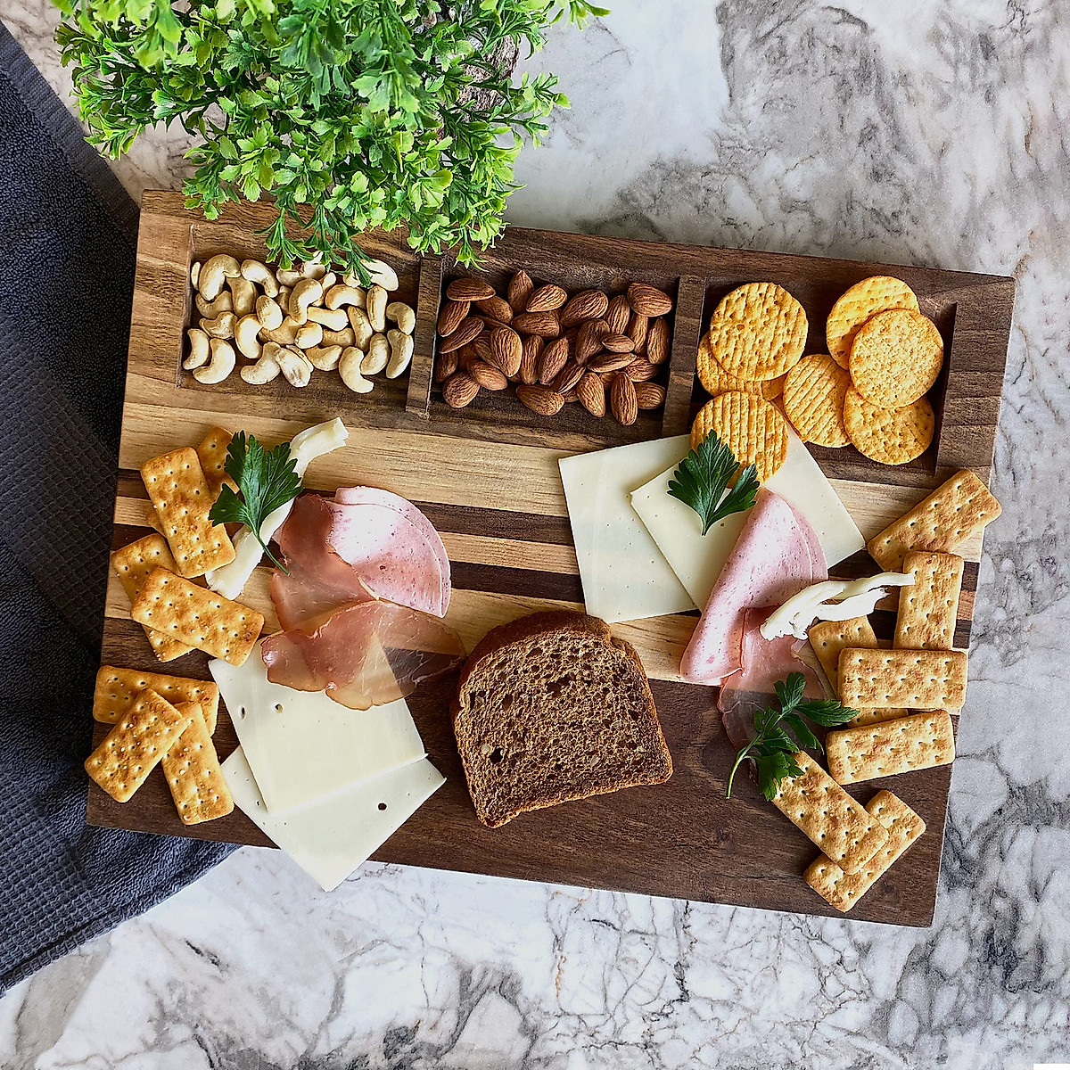 KAOC Charcuterie Boards - Large Cheese Board, Walnut Cutting Board, Wood Cutting Board, Wooden Cutting Boards for Kitchen, Serving platter, Gifts for Mom, Mothers Day Gift (16x12x1.2)