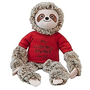 Personalization Universe I Love You Slow Much Personalized Plush Sloth Stuffed Animal - Red