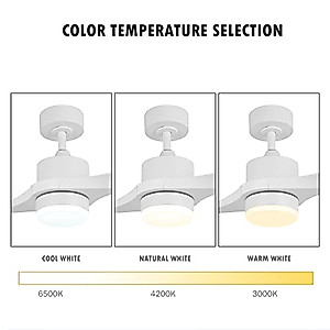 WINGBO 52" DC Ceiling Fan with Lights and Remote, White Ceiling Fan, 2 Curved ABS Blades, 6-Speed Reversible DC Motor, Modern Ceiling Fan for Kitchen Bedroom Living Room, ETL Listed