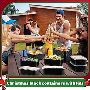 50 Pack Christmas Food Prep Containers with Lids 25 oz Meal Packaging Containers Plastic Christmas Cookie Boxes Reusable for Holiday Goodie Container or Exchange Gift Giving 10 Designs