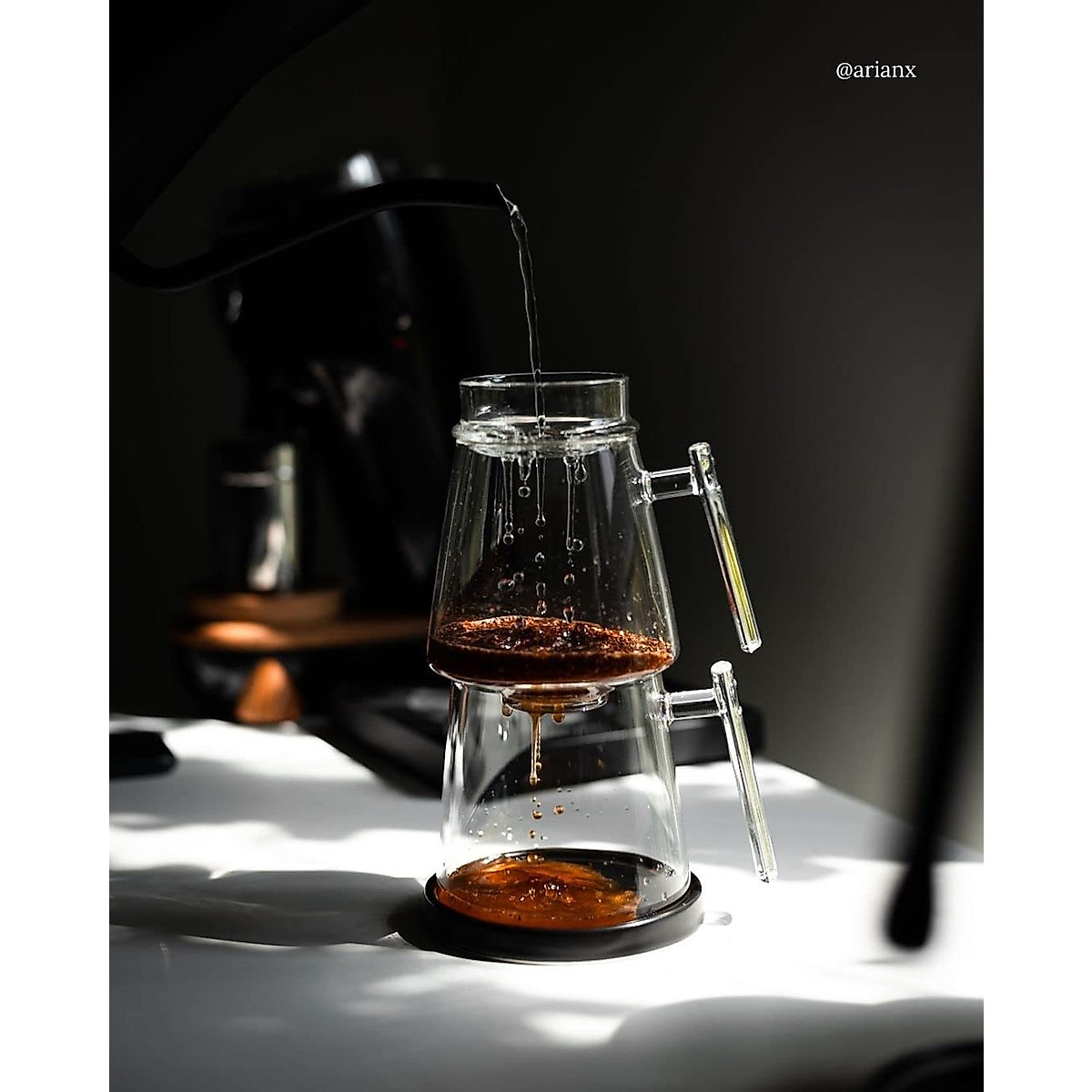 Pure Over Signature Borosilicate Glass Mug - Holds 14 oz - Includes Ceramic Coaster - Modern Design with Ergonomic Handle - Perfect for Hot & Iced Coffee, Latte, Cappuccino, Tea, Hot Chocolate