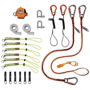 Tool Tethering Kit for Scaffholders, Includes Tool Lanyards and Attachments for Wrenches and Mallets, Ergodyne Squids 3187