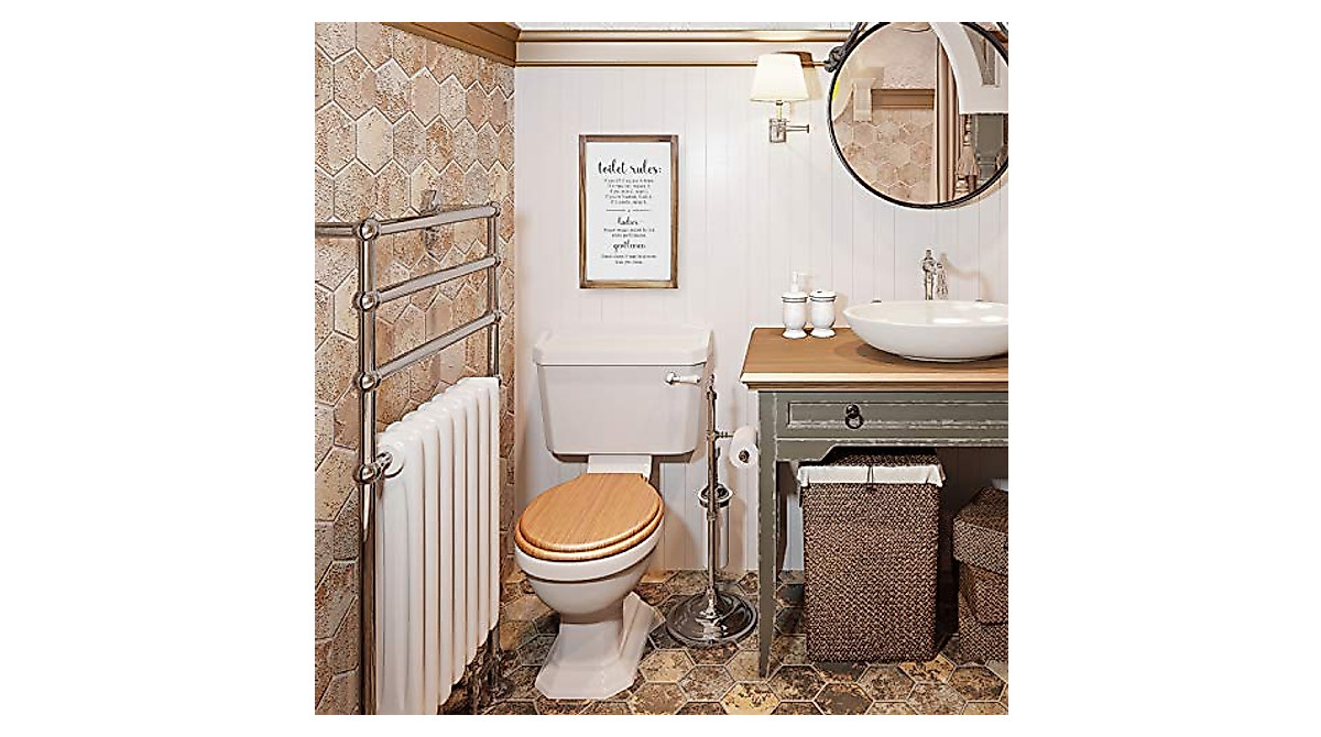 Toilet Rules Bathroom Sign 11x16 | Funny Farmhouse Decor