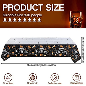 3 Pieces Whiskey Birthday Tablecloth Whiskey Cheer Happy Birthday Table Cover Beer Tablecloth Whiskey Birthday Party Decorations for Men Birthday Beer Theme Parties, 54 x 108 Inches