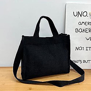 Nanwansu Women Small Satchel Crossbody Tote Bag Large Capacity Corduroy Handbags Black