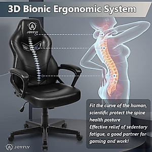 JOYFLY Gaming Chair, Gamer Chair for Teens Adults, Computer Gaming Chair Video Game Chairs Ergonomic PC Office Chair with Lumbar Support(Black Leather)