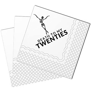 SharkBliss Death To My Twenties Cocktail Napkins, 50 Pack RIP Twenties Death to My 20s Dirty 30 Birthday Paper Cocktail Beverage Napkins in Bulk for 30th Birthday | 2-Ply, 5x5" (Death To My 20s)