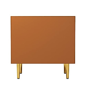 MGH Modern Small Nightstands Set of 2 with Two Drawers, Mid-Century Faux Marble PU Leather Side Tables, Bedside End Mini Table Night Stand for Living Room/Bedroom/Office (Orange) (NS002-SET)