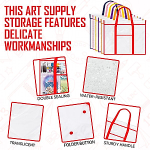 Vincreem 6 Pack 25" x 31" Large Poster Storage Bag Art Portfolio Case PVC Portfolio Folder with Pocket Clear Bulletin Board Holder Chart Organizer Container for Artwork Teacher Classroom Paper