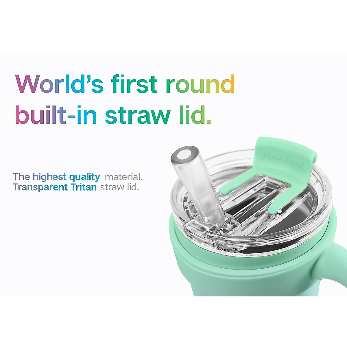 Four Leaf TrustyMate 40 Oz Tumbler with Handle and Built-In Straw Lid, Insulated Leak Proof Stainless Steel Tumbler (Mermaid)