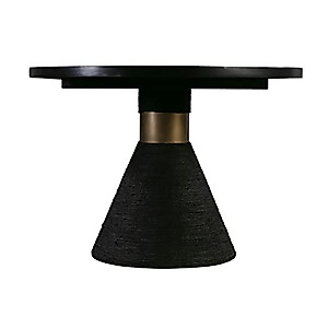TOV Furniture Rishi 30" H Oval Rope Modern Acacia Wood Dining Table in Black