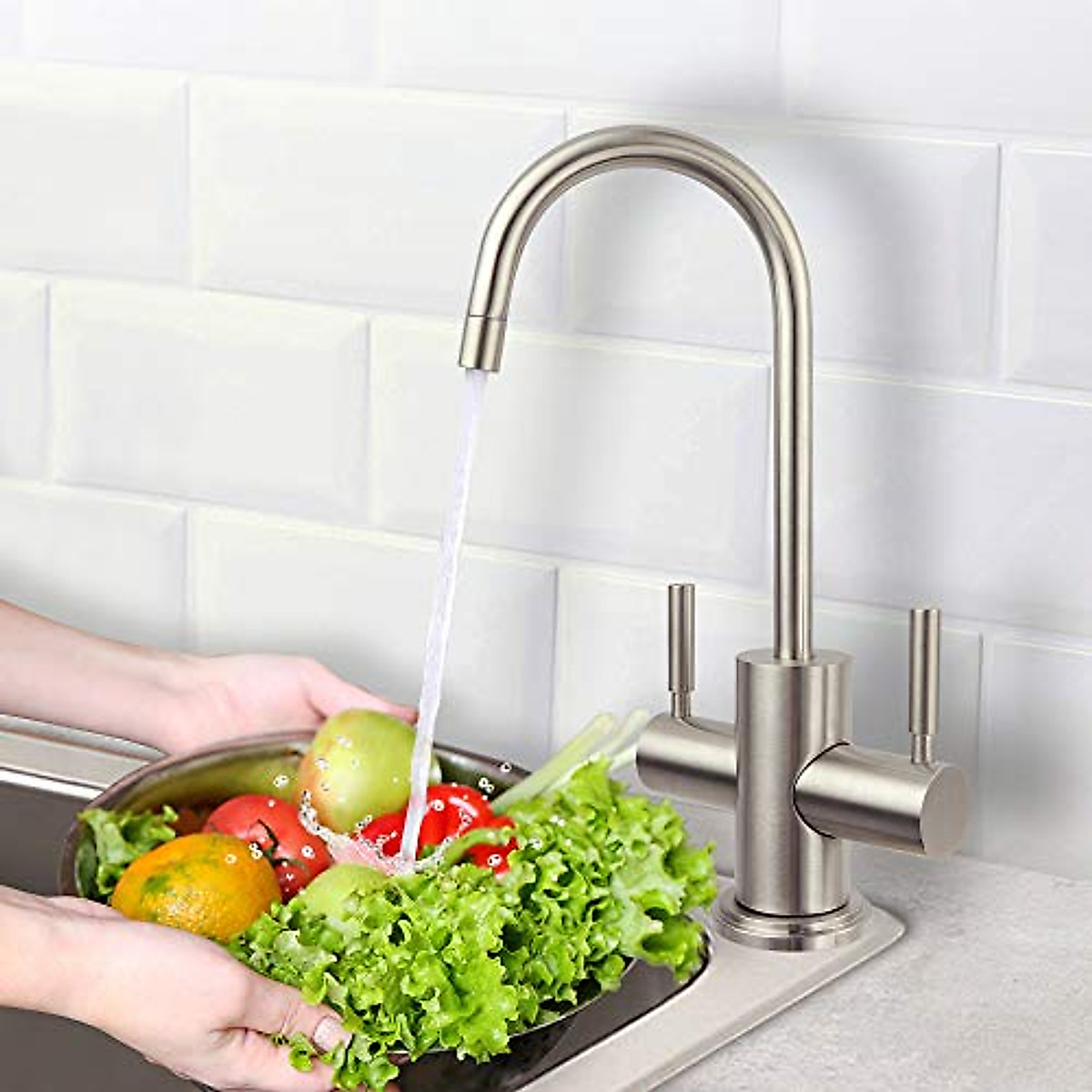APEC Instant Hot and Cold Reverse Osmosis Drinking Water Dispenser Faucet Brushed Nickel (Westbrook Faucet-HC-WST-NP)