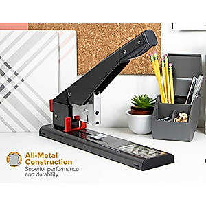 Bostitch Office 215 Sheet Extra Heavy Duty Stapler, No Jam Technology, Easy Reload, Black (00540)