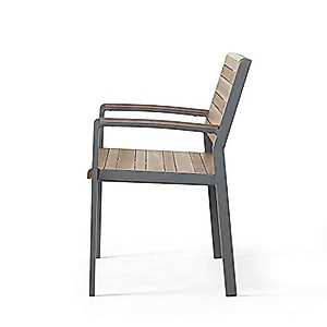 Christopher Knight Home Davos Outdoor Bench, Dark Grey + Silk-Screen Brown