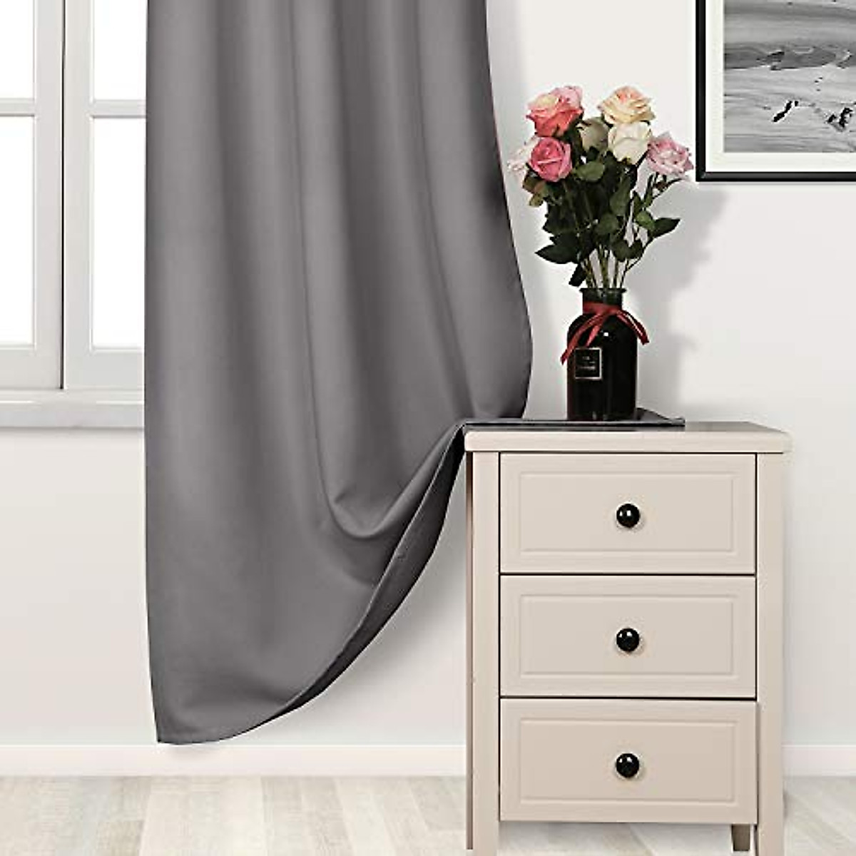 DWCN Light Grey Blackout Curtains - Room Darkening Thermal Insulated Living Room and Bedroom Curtains 38 x 84 inch Length, Set of 2 Window Curtain Panels