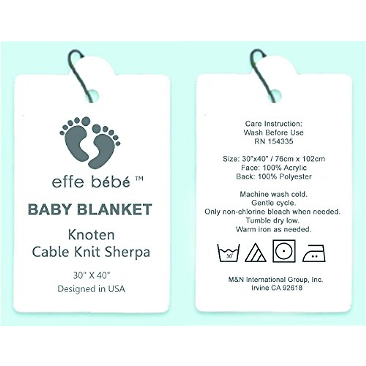 effe bebe Knoten Cable Knit Sherpa Baby Blanket 30"x40" (Cream White)