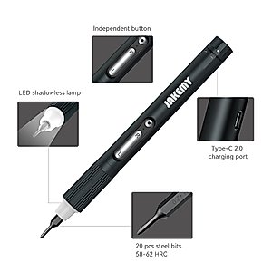 Compact Electric Screwdriver Set, JAKEMY Adjustable 3 Torque Cordless Screwdriver Set for Phone, Rechargeable Mini Power Screwdriver Kit for Electronics Repair with Shadowless LED Lamp