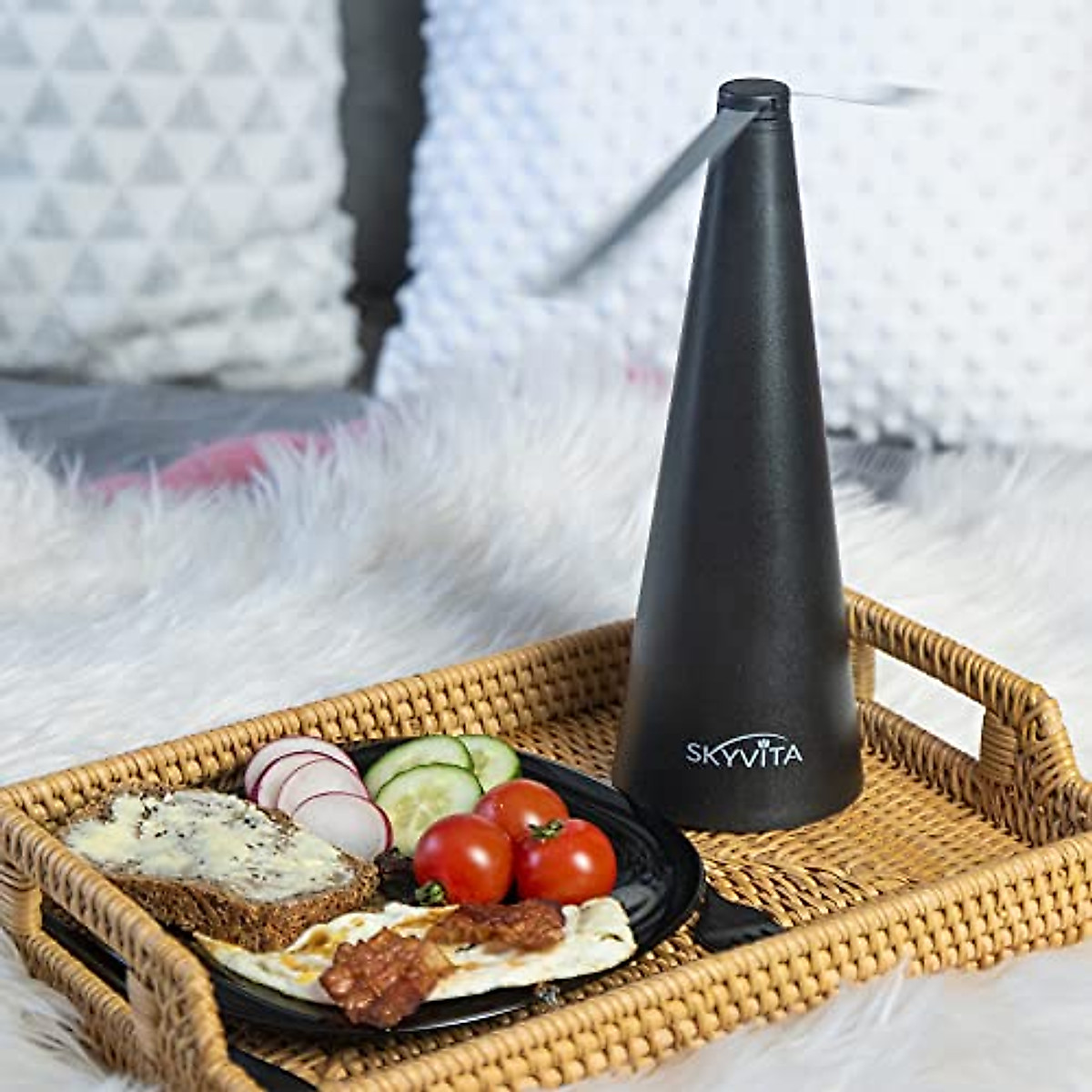 SkyVita Fly Fan For Tables, Indoor Outdoor Bug Fan Great For Restaurants, Picnics, BBQ's To Keep Flies Away - Portable Fly Fan for Outdoor Tables (2 Pack)