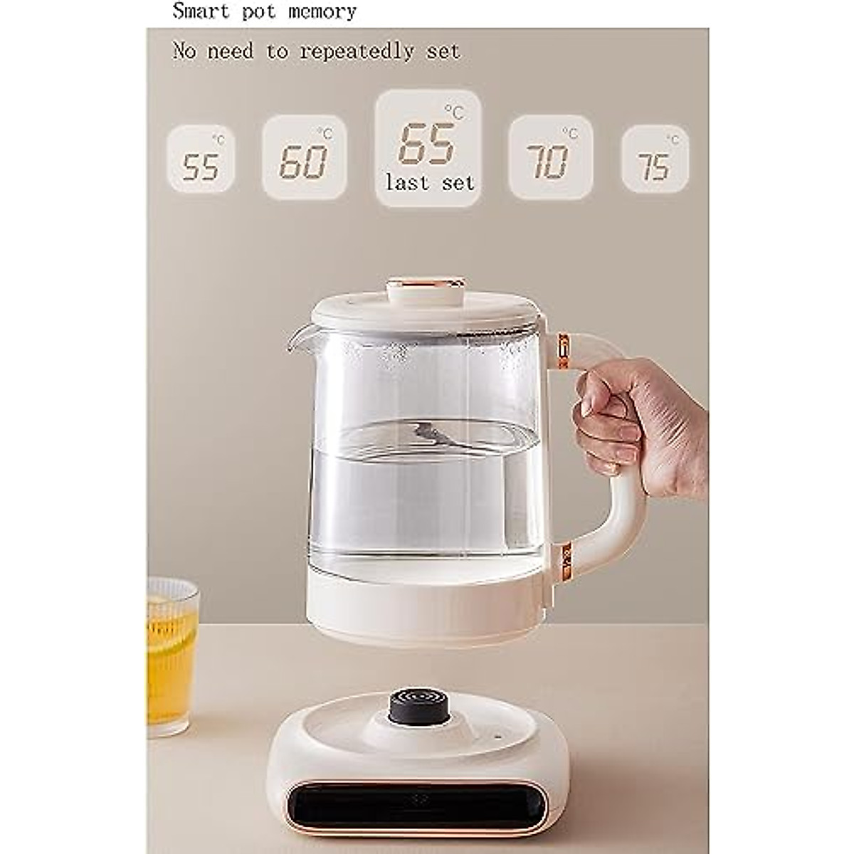 1.5L Electric Kettle Temperature Control Kettle Multi-Function Health Pot Teapot Flower Teapot Automatic Multi-Function Thickened Household Glass Pot Mute Boiling Water A,1.5L